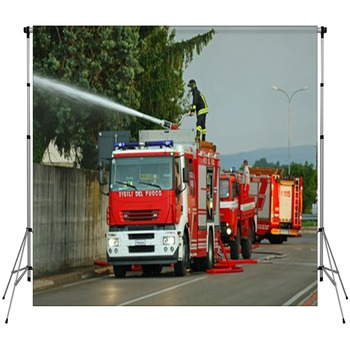 Firefighter Photographer Backdrops | Available in Super Large Custom Sizes