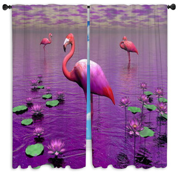 Flamingo Window Curtains | Custom Size Drapes