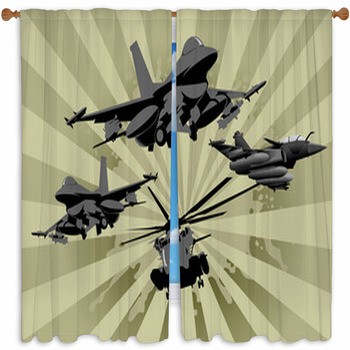 Jet fighter Window Curtains & Drapes | Black Out | Custom Sizes