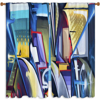 Graffiti Drapes & Window Treatments | Black Out | Custom Sizes