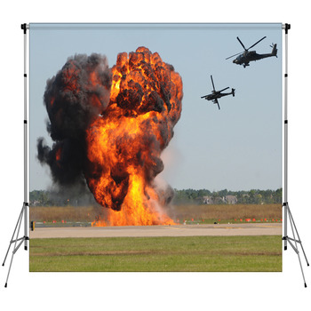 Helicopter Photographer Backdrops | Available in Ultra Large Custom Sizes