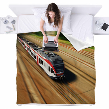 Train Fleece Blanket Throws | Free Personalization