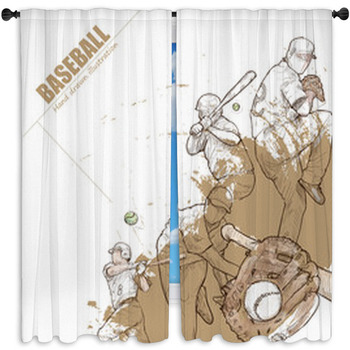 Baseball Window Curtains & Drapes | Black Out | Custom Sizes