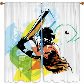 Baseball Window Curtains & Drapes | Black Out | Custom Sizes