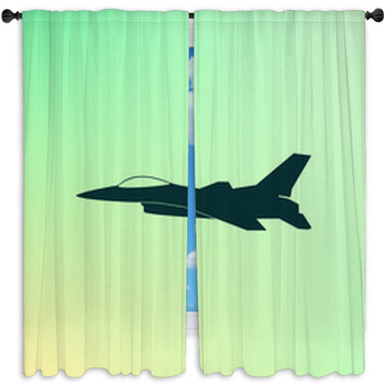 Jet fighter Window Curtains & Drapes | Black Out | Custom Sizes