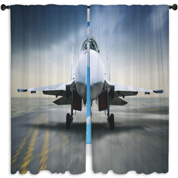 Jet fighter Window Curtains & Drapes | Black Out | Custom Sizes