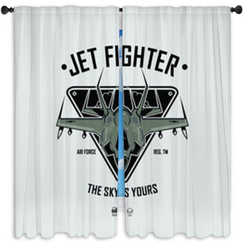 Jet fighter Window Curtains & Drapes | Black Out | Custom Sizes