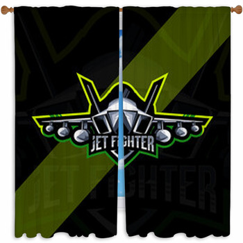 Jet fighter Window Curtains & Drapes | Black Out | Custom Sizes