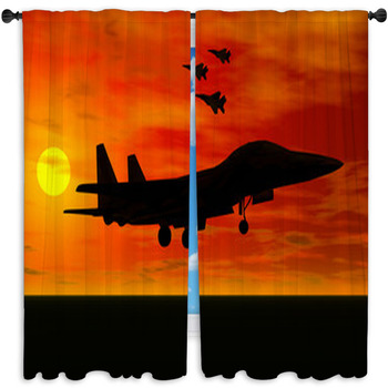Jet fighter Window Curtains & Drapes | Black Out | Custom Sizes