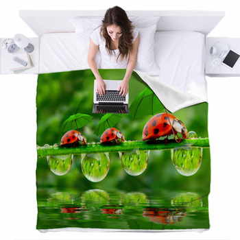 Ladybug Fleece Blanket Throws | Free Personalization