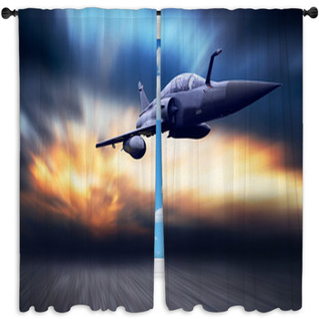 Jet fighter Window Curtains & Drapes | Black Out | Custom Sizes