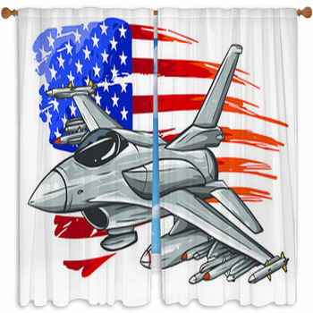 Jet fighter Window Curtains & Drapes | Black Out | Custom Sizes