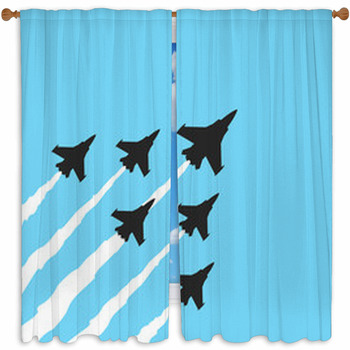 Jet fighter Window Curtains & Drapes | Black Out | Custom Sizes