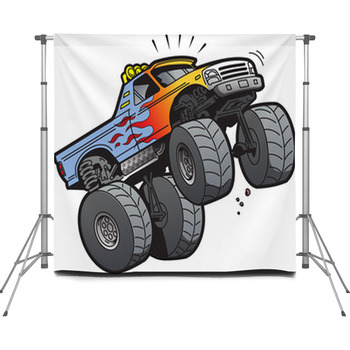 Monster truck Photo Backdrops | Available in Super Large Custom Sizes