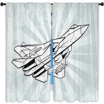 Jet fighter Window Curtains & Drapes | Black Out | Custom Sizes