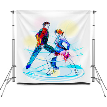 Ice skating Photographer Backdrops | Available in Super Large Custom Sizes