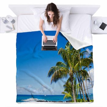 Palm tree Fleece Blanket Throws | Free Personalization