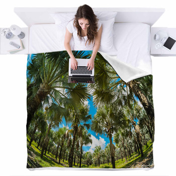 Palm tree Fleece Blanket Throws | Free Personalization
