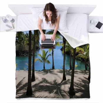 Palm tree Fleece Blanket Throws | Free Personalization