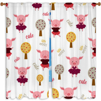 Pig Window Curtains & Drapes | Block Out | Custom Sizes