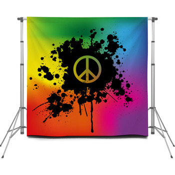 Peace sign Photo Backdrops | Available in Super Large Custom Sizes