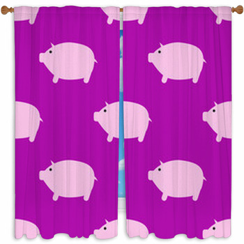 Pig Window Curtains & Drapes | Block Out | Custom Sizes