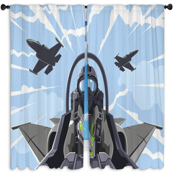 Jet fighter Window Curtains & Drapes | Black Out | Custom Sizes