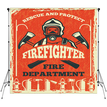Firefighter Photographer Backdrops | Available in Super Large Custom Sizes