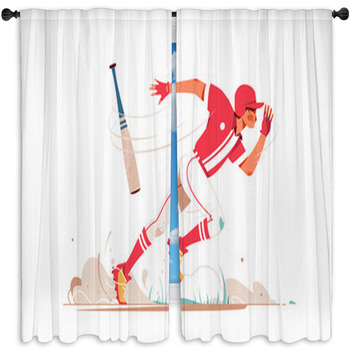 Baseball Window Curtains & Drapes | Black Out | Custom Sizes