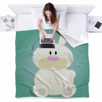 Bunny Fleece Blanket Throws | Free Personalization