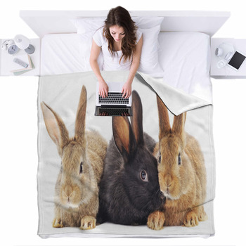 Bunny Fleece Blanket Throws | Free Personalization