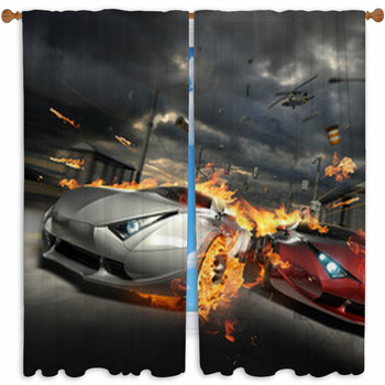 Race car Window Curtains & Drapes | Block Out | Custom Sizes