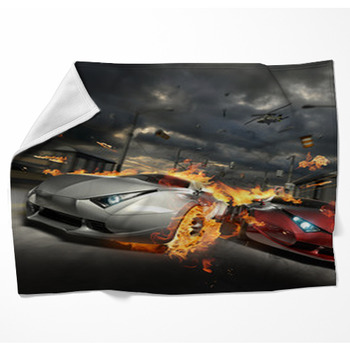 Race car Fleece Blanket Throws | Free Personalization