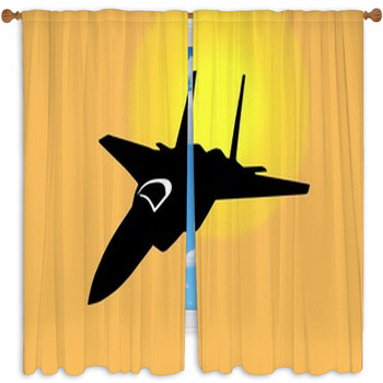 Jet fighter Window Curtains & Drapes | Black Out | Custom Sizes
