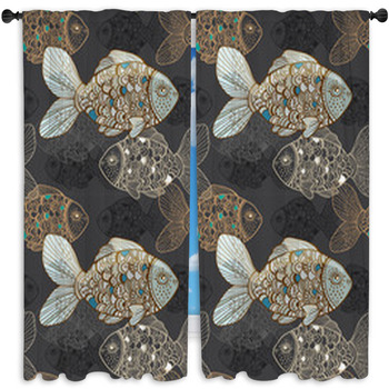 Tropical fish Drapes & Window Treatments | Black Out | Custom Sizes