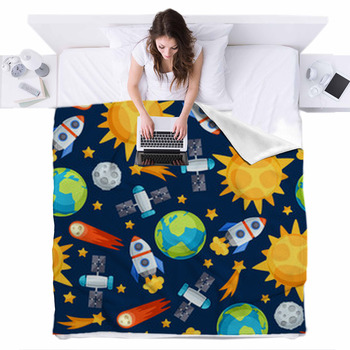 Solar system Fleece Blanket Throws | Free Personalization