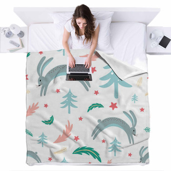 Bunny Fleece Blanket Throws | Free Personalization