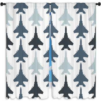 Jet fighter Window Curtains & Drapes | Black Out | Custom Sizes