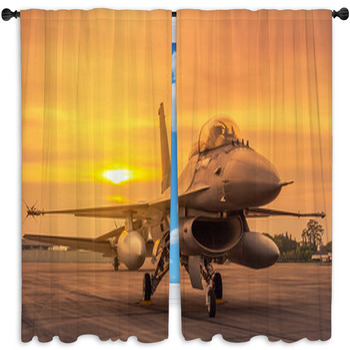 Jet fighter Window Curtains & Drapes | Black Out | Custom Sizes