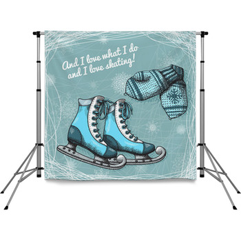 Ice skating Photographer Backdrops | Available in Super Large Custom Sizes