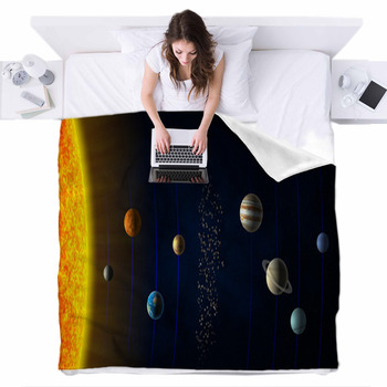 Solar system Fleece Blanket Throws | Free Personalization