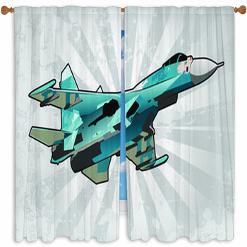 Jet fighter Window Curtains & Drapes | Black Out | Custom Sizes