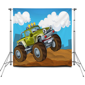 Monster truck Photo Backdrops | Available in Super Large Custom Sizes