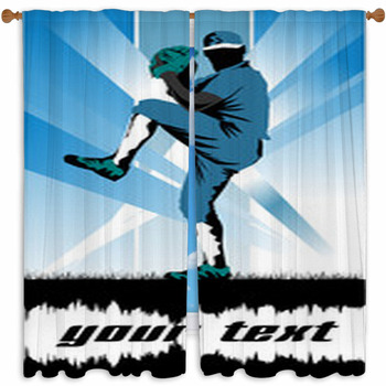 Baseball Window Curtains & Drapes | Black Out | Custom Sizes