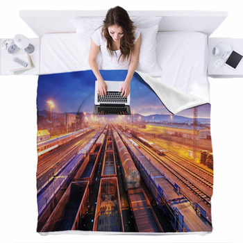 Train Fleece Blanket Throws | Free Personalization