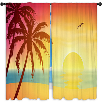 Tropical sunset Drapes & Window Treatments | Black Out | Custom Sizes