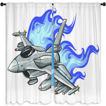 Jet fighter Window Curtains & Drapes | Black Out | Custom Sizes