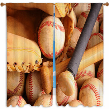 Baseball Window Curtains & Drapes | Black Out | Custom Sizes