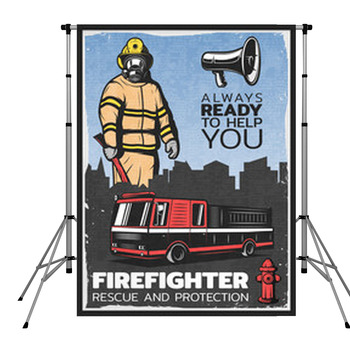 Firefighter Photographer Backdrops | Available in Super Large Custom Sizes