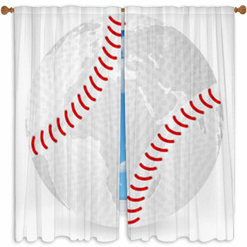 Baseball Window Curtains & Drapes | Black Out | Custom Sizes